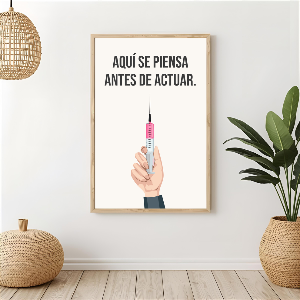 Arte de pared "Aquí se piensa antes de actuar" – Editorial Good Doctor